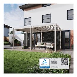 Weide Classic Pergola Aluminium freistehend 3 x 5,3 M Lamellendach Ivory Sand?