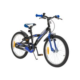 Actionbikes Motors Actionbikes Kinderfahrrad Wasp 20 Zoll, Fahrradst&auml;nder, Schutzbleche, verstellbar, V-Brake-Bremsen (Schwarz-Blau)