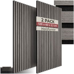 TecTake&reg; Akustikpaneele, Holzoptik in Eiche hellgrau, MDF und Echtholzfurnier, je 60 x 120 x 2,1 cm, Gr&ouml;&szlig;e flexibel anpassbar