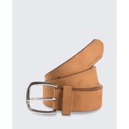 Tom Tailor Damen TTJESSICA Velourlederg&uuml;rtel mit abgerundeter Dornschlie&szlig;e, braun, Uni, Gr. 75