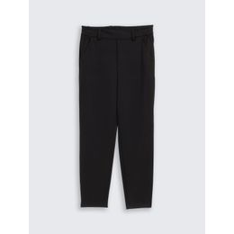Tom Tailor Denim Damen Relaxed Fit Hose mit elastischem Bund, schwarz, Uni, Gr. XL