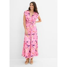 bonprix Jerseykleid, rosa, Gr.36/38 (S), sommerliches Jerseykleid in Maxil&auml;nge mit dekorativem Knoten-Detail vorne in der Taille