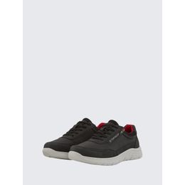 Tom Tailor Herren Sneaker aus strukturiertem Lederimitat, schwarz, Uni, Gr. 41