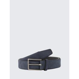 Tom Tailor Herren TTLOGAN Velourlederg&uuml;rtel mit eckiger Dornschlie&szlig;e, blau, Uni, Gr. 80
