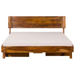 Bett mit Schublade Sheesham 180x200x98 hellbraun lackiert MAILAND #145