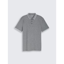 Tom Tailor Denim Herren Piqu&eacute; Poloshirt aus Baumwolle, schwarz, Meliert, Gr. XXL