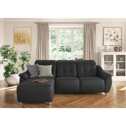 Ecksofa Home Affaire "Boston L-Form", schwarz, B:254cm T:170cm, Struktur (100% Polyester);Luxus-Microfaser Florence (100% Polyester);Chenille (100% Polyester);NaturLEDER (reines Rindsleder), Sofas, Ecksofa, Kopfteilverstellung an jeder Sitzfl&auml;che, wahlweise Relaxfunktion