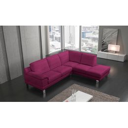 Ecksofa Egoitaliano "Shakira, Design und Sitzkomfort auf hohem Niveau, tolle Details", pink (fuchsia), B:240cm H:84cm T:212cm, Sofas, Ecksofa, mit Ottomane, L-Form, elegante Metallf&uuml;&szlig;e