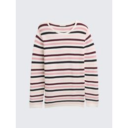 Tom Tailor Damen Plus Size - Strickpullover aus Bio-Baumwolle, rosa, Gestreift, Gr. 46