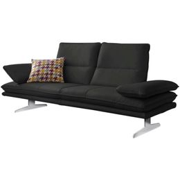 2-Sitzer W.Schillig "broadway, Designsofa mit tollem Sitzkomfort, Breite 216cm", grau (graphit z59), B:216cm H:94cm T:96cm, Longlife Xtra-Leder Z59: Glattleder mit modischer Pr&auml;gung. Hautst&auml;rke 0, 9 - 1, 1 mm, Sofas, Sitztiefenverstellung, Kopfteil- & Seitenteilverstellung, Breite 216cm