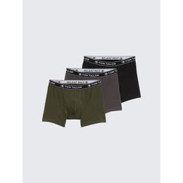 Tom Tailor Herren Mittellange Boxershorts im 3er-Pack, gr&uuml;n, Uni, Gr. S