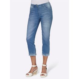 sheego Gro&szlig;e Gr&ouml;&szlig;en 5-Pocket-Jeans mit Fransen am Saum, blue-bleached, Gr&ouml;&szlig;e 46 - Damen