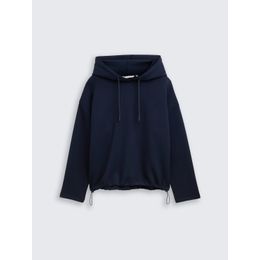 Tom Tailor Denim Damen Loose Fit Scuba Hoodie Sweatshirt, blau, Uni, Gr. XL