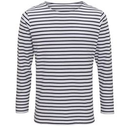 Asquith & Fox Herren Mariniere Coastal Langarm T-Shirt (Wei&szlig;/Marine)
