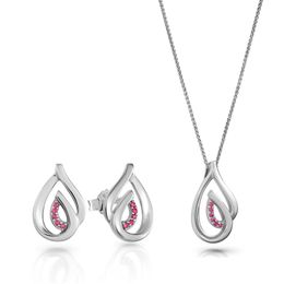 Orphelia 'Dazzle' Damen 925 Sterling Silber Set: Kettenanh&auml;nger + Ohrringe - Silber SET-7518/R