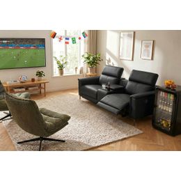 2-Sitzer OTTO HOME "LUND, Kinosofa, Relaxfunktion, TV-Sessel, manuell/elektrisch (USB-A)", schwarz, B:195cm H:97cm T:99cm, Kunstleder 100% Polyurethan, Sofas, Kopfteilverstellung, Getr&auml;nkachhalter, u. Staufach