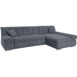 Ecksofa DOMO collection "MONA 297x173 cm, modern und komfortabel", grau, B:297cm H:80cm T:173cm, Struktur fein 100% Polyester;Chenilleoptik 100% Polyester;SOFTLUX/Struktur fein 100% Polyester, Sofas, Ecksofa, whlw. mit Bettfunktion, L-Form