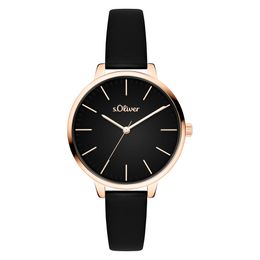 Quarzuhr s.Oliver "Lovely Time", schwarz, Armbanduhren, Damen, Quarzuhr, Armbanduhr, Damenuhr, analog