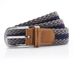 Asquith & Fox Herren Zwei-Farben-Streifen Geflochtenem Stretch-G&uuml;rtel (Schiefer/Navy)
