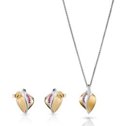 Orphelia 'Anet' Damen 925 Sterling Silber Set: Kettenanh&auml;nger + Ohrringe - Silber/Gold SET-7520/G