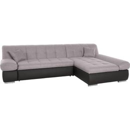 Ecksofa DOMO collection "MONA 297x173 cm, modern und komfortabel", schwarz (schwarz, grau), B:297cm H:80cm T:173cm, Struktur fein 100% Polyester;Chenilleoptik 100% Polyester;SOFTLUX/Struktur fein 100% Polyester, Sofas, Ecksofa, whlw. mit Bettfunktion, L-Form