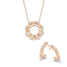 Orphelia 'Onyx' Damen 925 Sterling Silber Set: Kettenanh&auml;nger + Ohrringe - Ros&eacute; SET-7127/RG