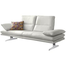 2-Sitzer W.Schillig "broadway, Designsofa mit tollem Sitzkomfort, Breite 216cm", wei&szlig; (wei&szlig; z59), B:216cm H:94cm T:96cm, Longlife Xtra-Leder Z59: Glattleder mit modischer Pr&auml;gung. Hautst&auml;rke 0, 9 - 1, 1 mm, Sofas, Sitztiefenverstellung, Kopfteil- & Seitenteilverstellung, Breite 216cm