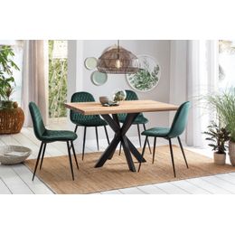 Esstisch Home Affaire "Tristan", schwarz (natur, schwarz, schwarz), B:125cm H:77cm T:85cm, Tische, Rechteckiger Esstisch Esstisch Holz-Esstische K&uuml;chentisch, mit modernem Spider Gestell und Baumkante