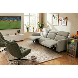 3-Sitzer OTTO HOME "SKAANE Struktur-Sofa, 229 cm, manuelle-u. elektrische Relaxfunktion", grau (beige), B:229cm H:100cm T:100cm, 100% Polyester, Sofas, 229cm, Kopfteilverstllg. und man. o. elektr. Relaxfunktion in 2 Sitzen