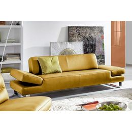 2-Sitzer W.Schillig "taboo Designsofa mit hohem Sitzkomfort, Breite 202cm, Sitztiefe 69cm", gelb (kurkuma z69), B:202cm H:76cm T:101cm, Flachgewebe S22 (100% Polyester);Stoff S37 (100% Polyester): Luxus-Microfaser in Lederoptik;Longlife Xtra-Leder Z59: Glattleder mit modischer Pr&auml;gung. Hautst&auml;rke 0, 9 - 1, 1 mm;Longlife Xtra-Leder Z69: Das feinnarbige, gedeckte Softleder Z69 besticht durch seine a
