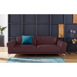 2,5-Sitzer W.Schillig "montanaa bequem, Federkernunterfederung, elegant & edel", braun (mocca z69), B:232cm H:78cm T:94cm, Sofas, mit Metallf&uuml;&szlig;en in Chrom gl&auml;nzend, Breite 232 cm