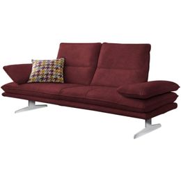 2-Sitzer W.Schillig "broadway, Designsofa mit tollem Sitzkomfort, Breite 216cm", rot (burgundy z69), B:216cm H:94cm T:96cm, Longlife Xtra-Leder Z69: Das feinnarbige, gedeckte Softleder Z69 besticht durch seine au&szlig;ergew&ouml;hnliche Weichheit im trendigen &raquo;Vintage-Look&laquo;, Hautst&auml;rke 0, 9 - 1, 1 mm, Sofas, Sitztiefenverstellung, Kopfteil- & Seitenteilverstellung, Breite 216cm