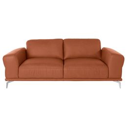 2,5-Sitzer W.Schillig "montanaa Designsofa mit erstklassigem Sitzkomfort, Ferderkern", braun (cognac z69), B:212cm H:78cm T:94cm, Sofas, mit Metallf&uuml;&szlig;en in Chrom gl&auml;nzend, Breite 212 cm