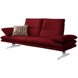 2-Sitzer W.Schillig "broadway, Designsofa mit tollem Sitzkomfort, Breite 216cm", rot (ruby rot z59), B:216cm H:94cm T:96cm, Longlife Xtra-Leder Z59: Glattleder mit modischer Pr&auml;gung. Hautst&auml;rke 0, 9 - 1, 1 mm, Sofas, Sitztiefenverstellung, Kopfteil- & Seitenteilverstellung, Breite 216cm