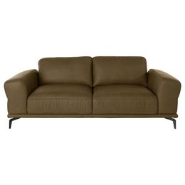 2,5-Sitzer W.Schillig "montanaa elegant und edel, bequem, Federkernunterfederung", gr&uuml;n (camouflage z69), B:212cm H:78cm T:94cm, Sofas, mit Metallf&uuml;&szlig;en in Schwarz pulverbeschichtet, Breite 212 cm