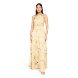 Abendkleid Vera Mont "Damen mit Blumenprint", Damen, Gr. 36, Normalgr&ouml;&szlig;en, gelb, ros&eacute;, Satin, Obermaterial: 100% Polyester. Futter: 100% Polyester, Basic schmal lang, Kleider Abendkleid
