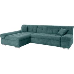 Ecksofa DOMO collection "MONA 297x173 cm, modern und komfortabel", blau (petrol), B:297cm H:80cm T:173cm, Struktur fein 100% Polyester;Chenilleoptik 100% Polyester;SOFTLUX/Struktur fein 100% Polyester, Sofas, Ecksofa, whlw. mit Bettfunktion, L-Form