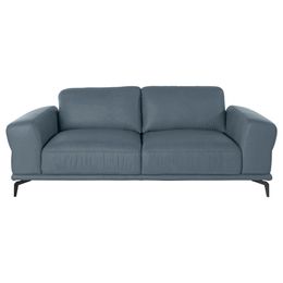 2,5-Sitzer W.Schillig "montanaa elegant und edel, bequem, Federkernunterfederung", blau (blau z69), B:212cm H:78cm T:94cm, Sofas, mit Metallf&uuml;&szlig;en in Schwarz pulverbeschichtet, Breite 212 cm