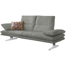2-Sitzer W.Schillig "broadway, Designsofa mit tollem Sitzkomfort, Breite 216cm", grau (grau s37), B:216cm H:94cm T:96cm, Stoff S37 (100% Polyester): Luxus-Microfaser in Lederoptik, Sofas, Sitztiefenverstellung, Kopfteil- & Seitenteilverstellung, Breite 216cm