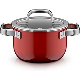 Kochtopf WMF "Fusiontec Mineral Pro", rot, B:28cm H:21cm L:25cm &Oslash;:16cm, T&ouml;pfe, Kochtopf, kratzfeste Oberfl&auml;che, w&auml;rmereduzierende Hohlgriffe, Made in Germany