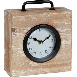 Tischuhr AMBIENTE HAUS "Tischuhr holz 23cm", schwarz, Tischuhren