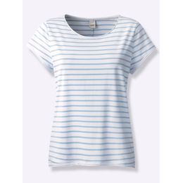 Heine Witt Damen T-Shirt, wei&szlig;-eisblau-geringelt, Gr&ouml;&szlig;e 40
