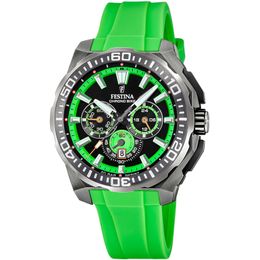 Chronograph Festina "Chrono Bike 2025", gr&uuml;n, Armbanduhren, Herren, Chronograph, Quarzuhr, Armbanduhr, Herrenuhr, analog, Tag, Stoppfunktion