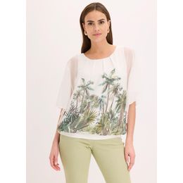 bonprix Chiffonbluse mit Untertop, wei&szlig;, Gr.52, Elegante Chiffonbluse mit intergriertem Top im Tropical Design