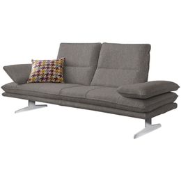 2-Sitzer W.Schillig "broadway, Designsofa mit tollem Sitzkomfort, Breite 216cm", grau (grau s22), B:216cm H:94cm T:96cm, Flachgewebe S22 (100% Polyester), Sofas, Sitztiefenverstellung, Kopfteil- & Seitenteilverstellung, Breite 216cm