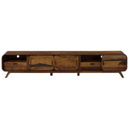 TV-Board Sheesham 260x40x48 dunkelbraun lackiert MAILAND #228