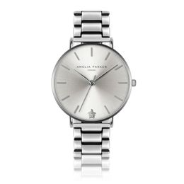 Quarzuhr AMELIA PARKER "AA1-B058S", silber, Armbanduhren, Damen, Quarzuhr