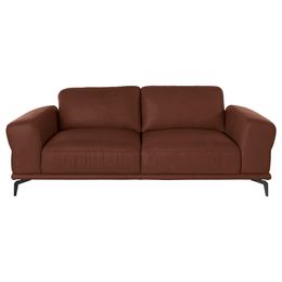 2,5-Sitzer W.Schillig "montanaa elegant und edel, bequem, Federkernunterfederung", braun (tobacco z69), B:212cm H:78cm T:94cm, Sofas, mit Metallf&uuml;&szlig;en in Schwarz pulverbeschichtet, Breite 212 cm