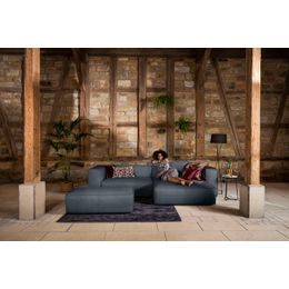 Ecksofa W.Schillig "around-the-block Mega-Sofa & Hocker, viel Platz, Breite 300cm, L-Form", blau (blau z69), B:300cm H:66cm T:164cm, Longlife Xtra-Leder Z69: Das feinnarbige, gedeckte Softleder Z69 besticht durch seine au&szlig;ergew&ouml;hnliche Weichheit im trendigen &raquo;Vintage-Look&laquo;, Hautst&auml;rke 0, 9 - 1, 1 mm;Longlife fabric Flachgewebe T88 (100% Polyester), Sofas, Ecksofa, inklusive Hocker, mit eleganter B