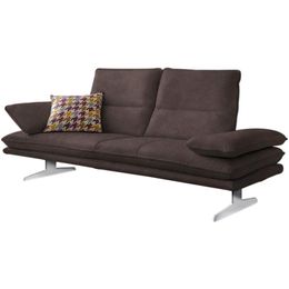 2-Sitzer W.Schillig "broadway, Designsofa mit tollem Sitzkomfort, Breite 216cm", braun (mocca s37), B:216cm H:94cm T:96cm, Stoff S37 (100% Polyester): Luxus-Microfaser in Lederoptik, Sofas, Sitztiefenverstellung, Kopfteil- & Seitenteilverstellung, Breite 216cm